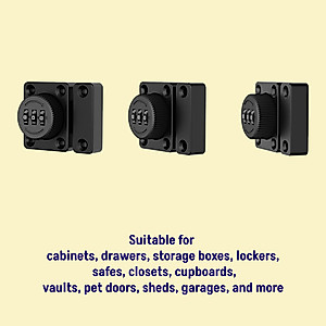 Zinc Alloy Keyless Combination Lock for Cabinet Doors Mechanical 3-Digit Passcode Safety Lock Black