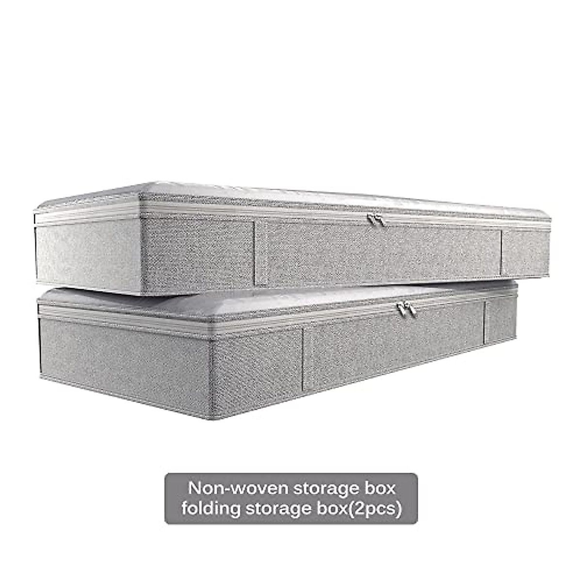 MJWDP 2 Pack Foldable Under Bed Bags Large Under Bed Storage Boxes Thick Breathable Underbed Clothes Storage Bags Zippered Organizer