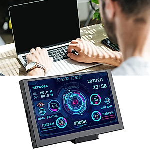 Asixxsix Data Monitor, 5 Inch IPS PC CPU RAM Sensor Panel Display, Adjustable Brightness PC Temperature Display, USB Mini Screen, Computer Temp Monitor for AIDA64, Computer Secondary Screen