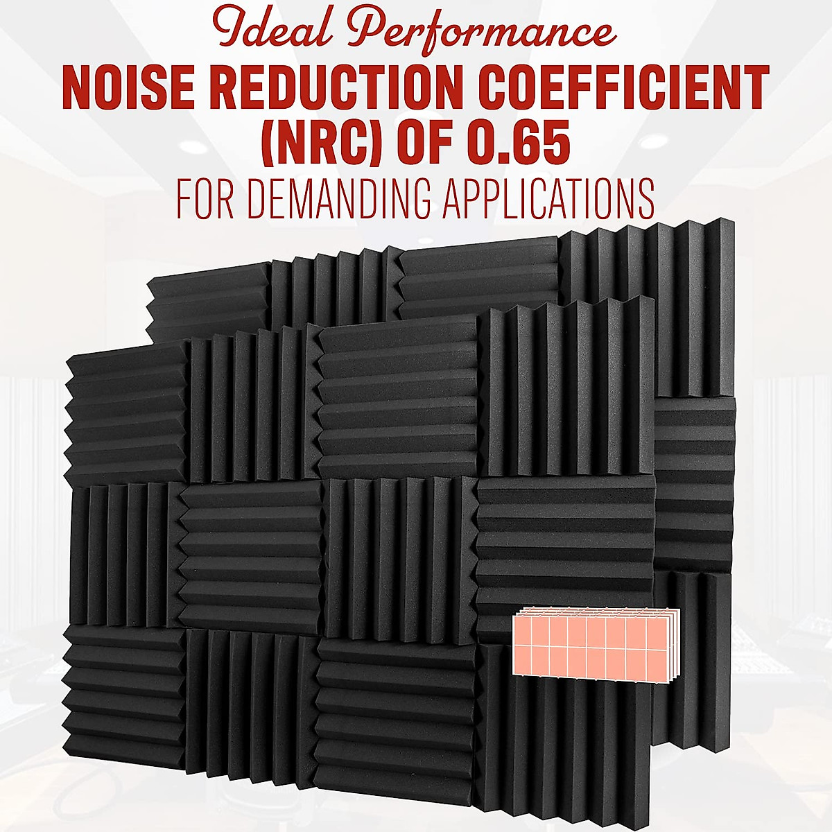 Acoustic Panels Soundproof Wall Panels- 24 Pack 2" x 12" x 12" Sound Proof Foam Panles Adhesive High Desnsity Fireproof Sound Panels Top Quality Sound Deadening Panels Ideal for Home & Studio