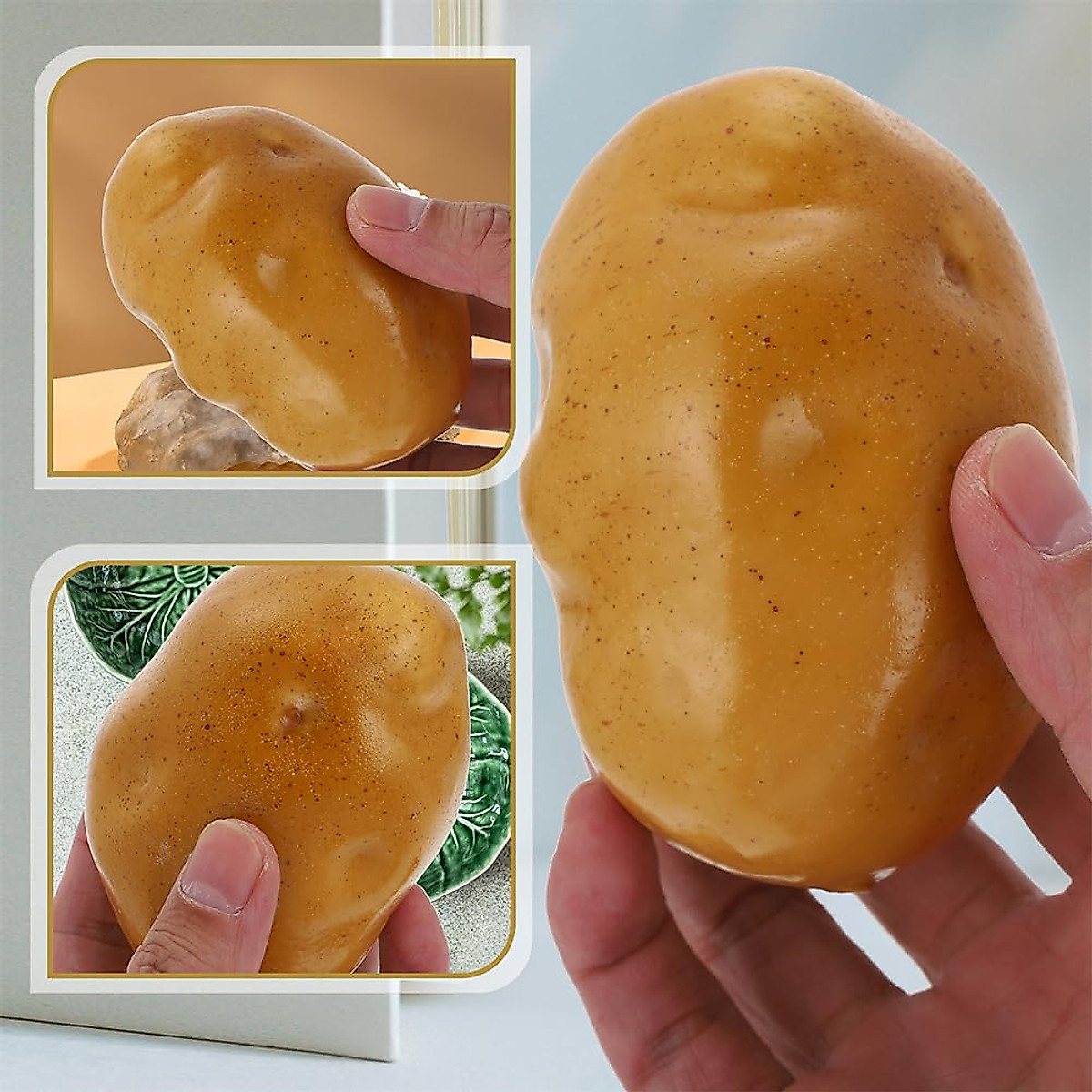 6pcs Fake Vegetables Simulation Potato Props Fake Potato Tabletop Decor Home Accents Decor Food Decor Faux Potatoes Desk Topper Potato Heads Model Potato Decoration Home Potato Prop Pu Food