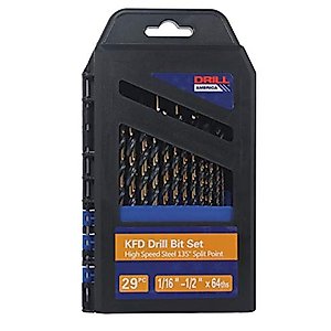 Drill America - KFD29J-RB 29 Piece Heavy Duty High Speed Steel Drill Bit Set with Black and Gold Finish in Rectangular Case (1/16" - 1/2" x 64ths), KFD Series