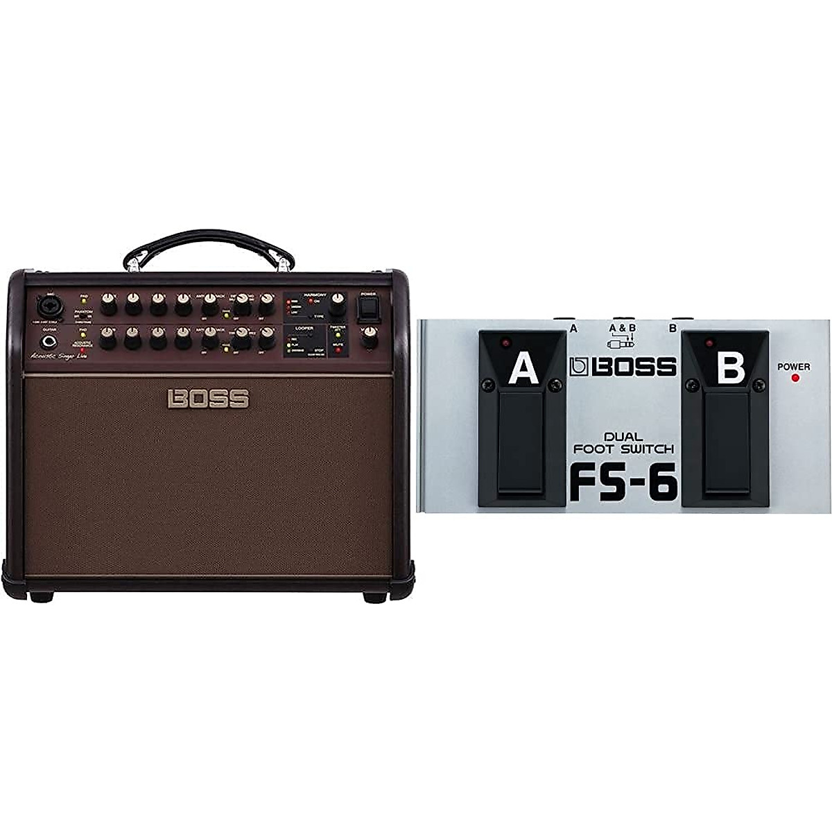 Boss Acoustic Singer Live 60-Watt Bi-Amp Acoustic Combo with FX and Boss FS-6 Dual Foot Switch