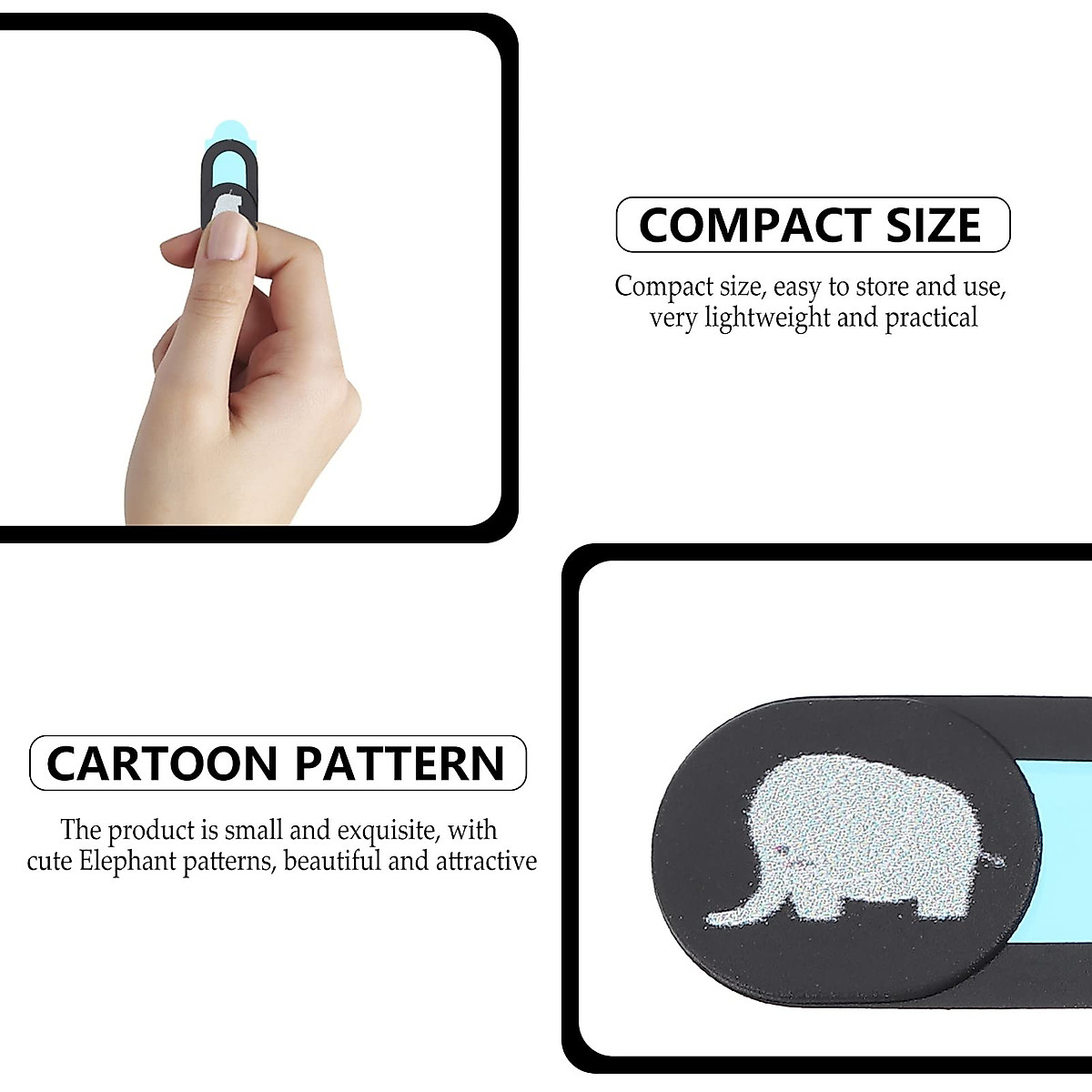 SOLUSTRE 2 pcs Elephant Pattern Webcam Slide Privacy Sliding Laptop Computer Tablet Cute Webcam Hider Accessory