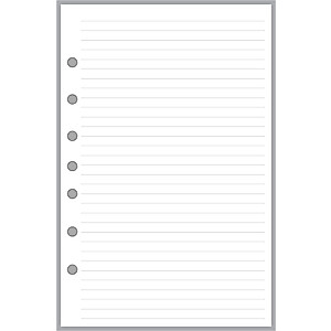 Classic Size Note paper with Simple Lines Spaced 1/4", 50 Sheets, Sized and Punched with 7 Holes for 7-Ring Notebooks such as Franklin, etc. (5.5" x 8.5")