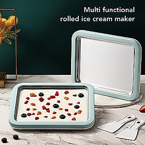 Instant Ice Cream Maker, Rolled Ice Cream Maker, Stainless Steel Cold Pan Plate Homemade DIY Serve with 2 Spatula for Ice Cream Slushies Yogurt