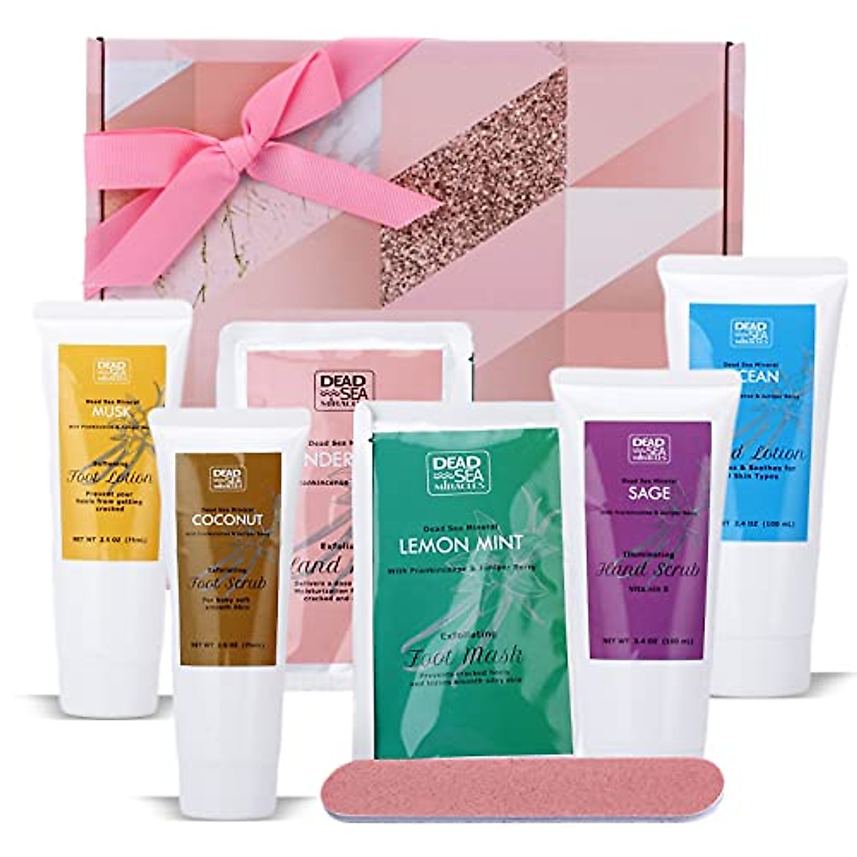 Home Spa Beauty Gift Box for Wife and Girlfriend! Womens Spa Basket - Spa Gift Set with Hand Mask & Foot Peeling Mask for Working Hands Lotion Gift Set. Natural & Organic Spa Treatment Kit for Men & Women.