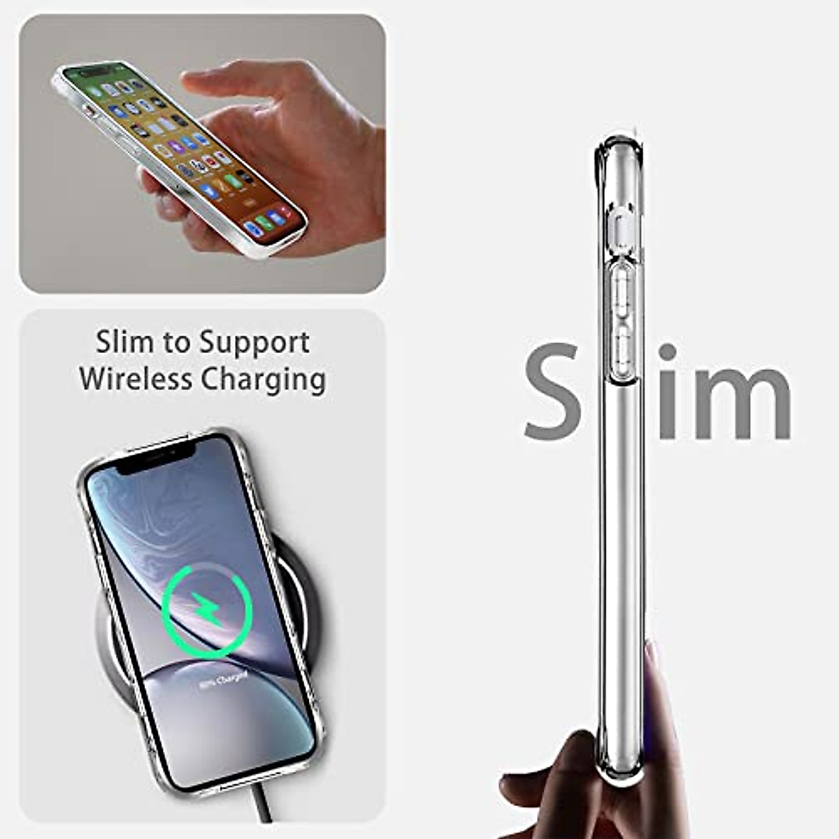 JJGoo Compatiable with iPhone XR Case Clear, Transparent Shockproof Phone Case, Slim Anti-Scratch Hard PC Back Protective Cover Bumper, Clear