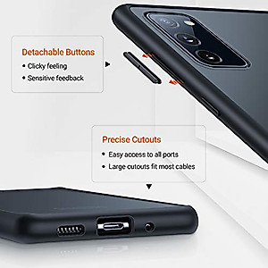 TORRAS Shockproof Samsung Galaxy S20 FE 5G Case - Military Drop Protection, Silky Touch, Translucent Matte, Mystic Black