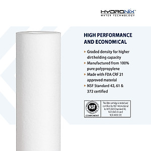 Hydronix SDC-25-1005 Whole House RO Reverse Osmosis Sediment Water Filter Cartridge 2.5" x 10" - 5 Micron (2 Pack)