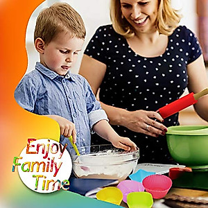 Shacoryze Kids Cooking and Baking Set 40 Pcs with Gift Box, Real Kitchen Utensils Kit for Children Toddlers Teens, Gift for Girls&Boys, Nonstick Rolling Pin Silicone Pastry Mat Cupcake Molds