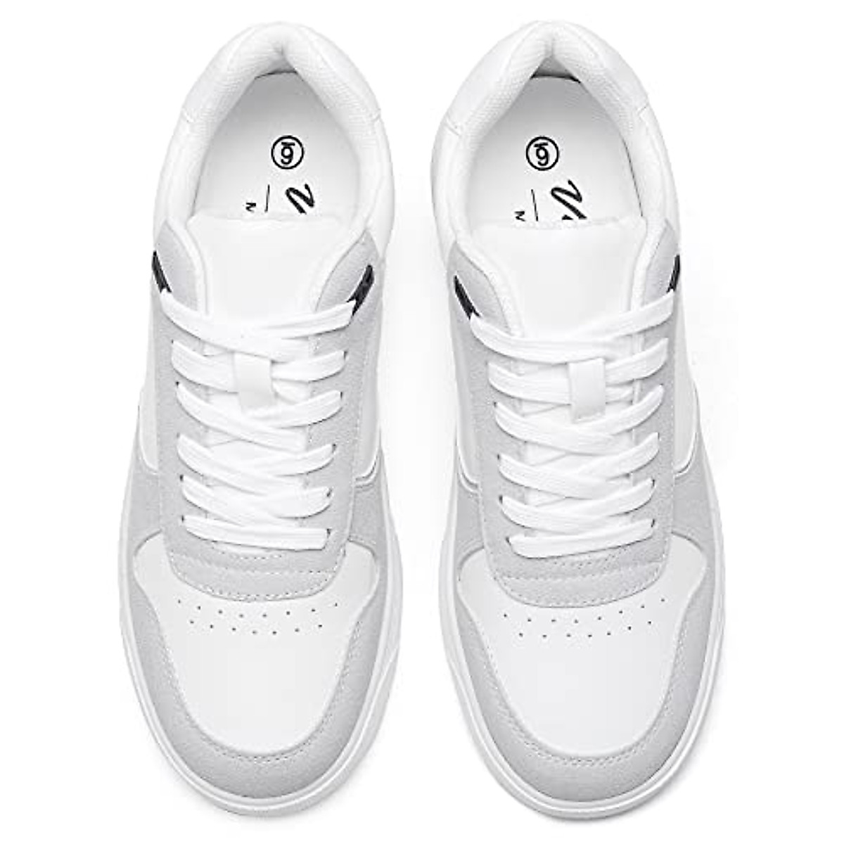 Vepose Women's 8001 Fashion Sneakers, Arch Support Lace-up Casual Sneaker, White Grey, Size 9 US-Tennis Walking Dress Shoes for Lady(CJY8001 whitegrey 09)