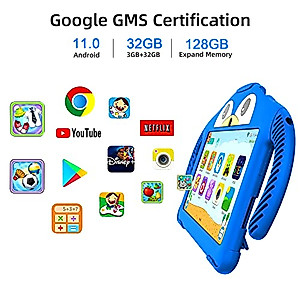 NORTH BISON Tablet for Kids 2-5, 7 inch Android 11 Tablet for Kids, 3GB 32GB Toddler Tablet with Bluetooth, WiFi, GMS, Parental Control, Dual Camera, Shockproof Case, Educational, Games