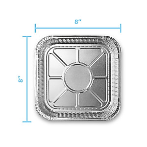 MontoPack 8” Disposable Aluminum Foil Square Baking Pans | 8 x 8 Cake Pan Tin for Broiling, Toaster Oven, Meal Prep, Roasting, Take Out | 20 Pack (8" X 8" Without Lids)