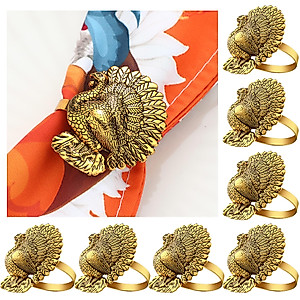 WILLBOND 12 Pcs Turkey Bird Gold Napkin Ring Thanksgiving Turkey Napkin Ring Fall Metal Napkin Holders Gold Serviette Buckles for Thanksgiving Autumn Halloween Turkey Theme Party Table Celebration