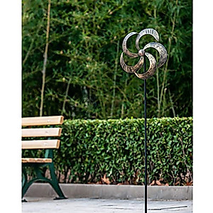 Wind Spinner Iris 61in Single Blade Easy Spinning Kinetic Wind Spinner for Outside – Vertical Metal Sculpture Stake Construction for Outdoor Yard Lawn & Garden