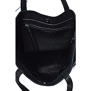 Carla Mancini 'Keira' Designer Tote Bag in Black and Metallic Black Italian Nappa Leather Made in America