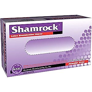 Shamrock 10111-S-bx Med Glove, thin, No Powder, Slick Surface Latex, Small, Natural