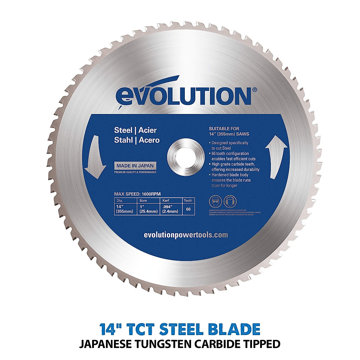 Evolution S355CPSL – Heavy Duty 14 Inch Metal Cutting Chop Saw W/ 14 Inch Carbide-Tipped Blade | Dry Cut Saw | Miter Saw 45° | Chop Saw For Cutting Metal – Accurate. Powerful. Reliable