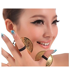 Wowlife 4 Pcs/2 Pairs Professional Belly Dancing Dance Costume Oriental Dance Finger Zills Finger Cymbals for Dancer Evening Party