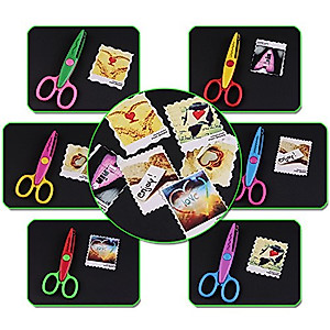 Jialeey Plastic Kids Design Safety Art Scissors Creative Crafts Scissors Paper Scrapbooking Decorative Wave Lace Edge Cutters Set 6 PCS