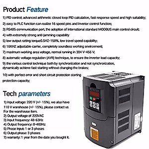 RATTMMOTOR Variable Frequency Drive 2.2KW 220V VFD Drive Inverter Frequency Converter Single Phase Input, 3 Phase Output for VFD Water-cooled Air-cooled Spindle Motor Speed Control+VFD Extension Cable