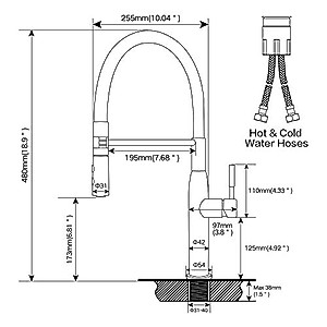 Yohom Black Kitchen Faucet with Pull Down Sprayer Stainless Steel Kitchen Sink Faucet High Arc Single Handle with Pull Out Dual Function Sprayer Modern Single Hole Faucet Brushed Finish