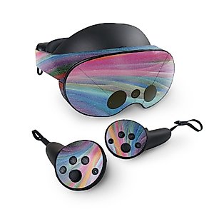MightySkins Glossy Glitter Skin Compatible with Meta Quest Pro - Rainbow Waves | Protective, Durable High-Gloss Glitter Finish | Easy to Apply, Remove, and Change Styles | Made in The USA