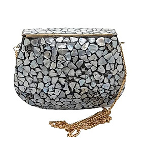 Trend Overseas Ethnic Indian Handmade Sea Shell Stone Chip Bag