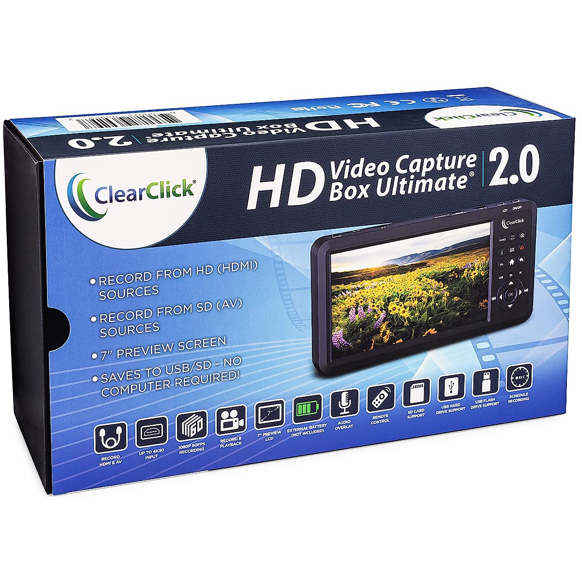 ClearClick HD Video Capture Box Ultimate 2.0 (Second Generation) - Capture and Stream Video from HDMI, RCA, VHS, VCR, DVD, Camcorders, Hi8