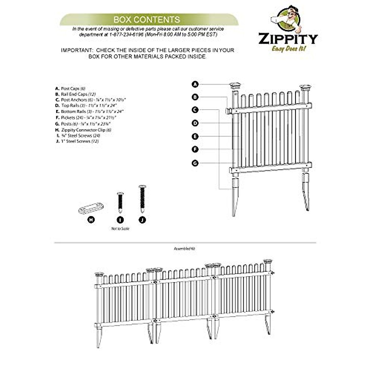Zippity Outdoor Products ZP19056 No Dig Roger Rabbit Garden Fence (3 Pack), White, 24" W x 22" H