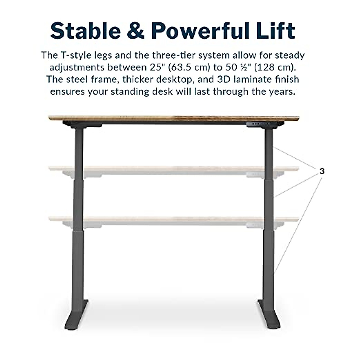 Vari Electric Standing Desk 60" x 30" (VariDesk) - Electric Height Adjustable Desk - Standing Desk for Office or Home - Adjustable Standing Desk - Powerful Dual Motor Sit Stand Desk - Reclaimed Wood