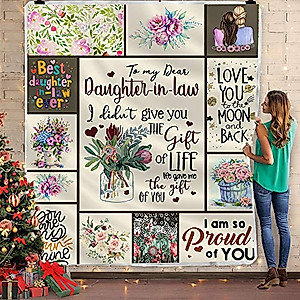 to My Dear Daughter in Law I Didn't GIVE You The Gift of Life Life GAVE ME The Gift of You Custom Fleece Photo Blanket Fan Gift for Women (X-Large 80 X 60 INCH)
