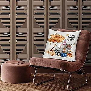 Thanksgiving Pumpkin Gnomes Decorative Throw Pillows 18x18 Girl Fall Modern Comfortable Satin Pillow Shams for Couch Sofa Bedroom Car Living Room Zippered