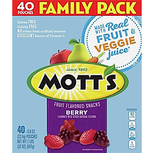 Mott's Fruit Flavored Snacks, Berry, Family Pack, Gluten Free, 40 ct