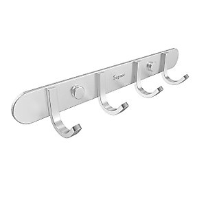 Sagmoc Coat Hook Rack Brushed Nickel 10.6-Inch Coat&Towel Hook Rail Wall Mounted with 4 Hooks, Durable Wall Hangers for Bedroom, Bathroom, Foyer, Hallway (SUS304 Stainless Steel)
