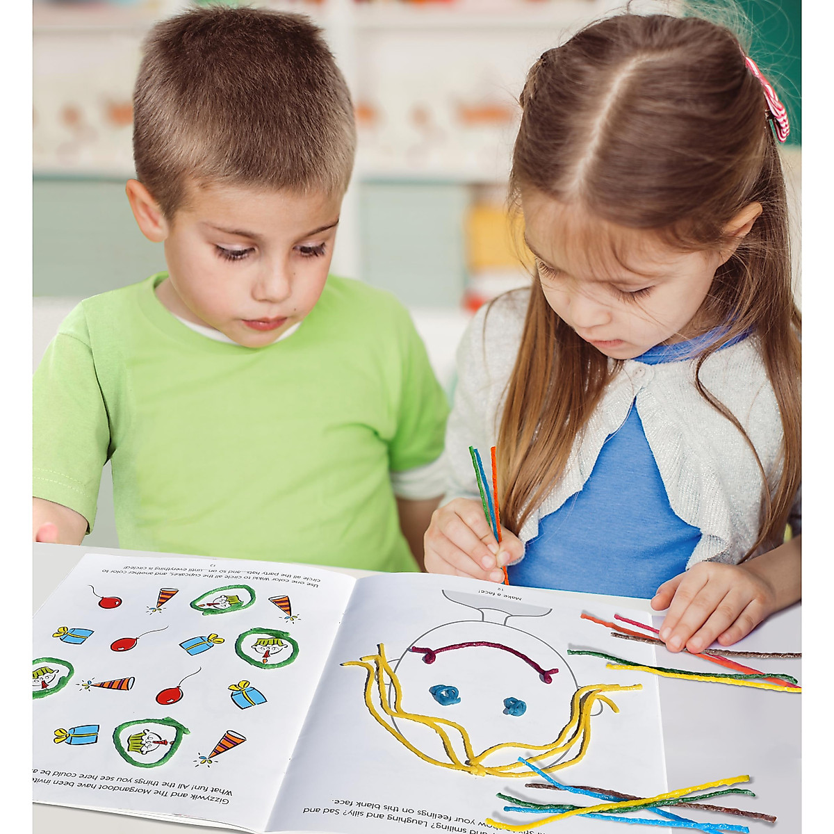 Wikki Stix Preschool Activity Book with 72 Non-Toxic, Reusable Wikki Stix Provides School Readiness Skills; Made in USA.