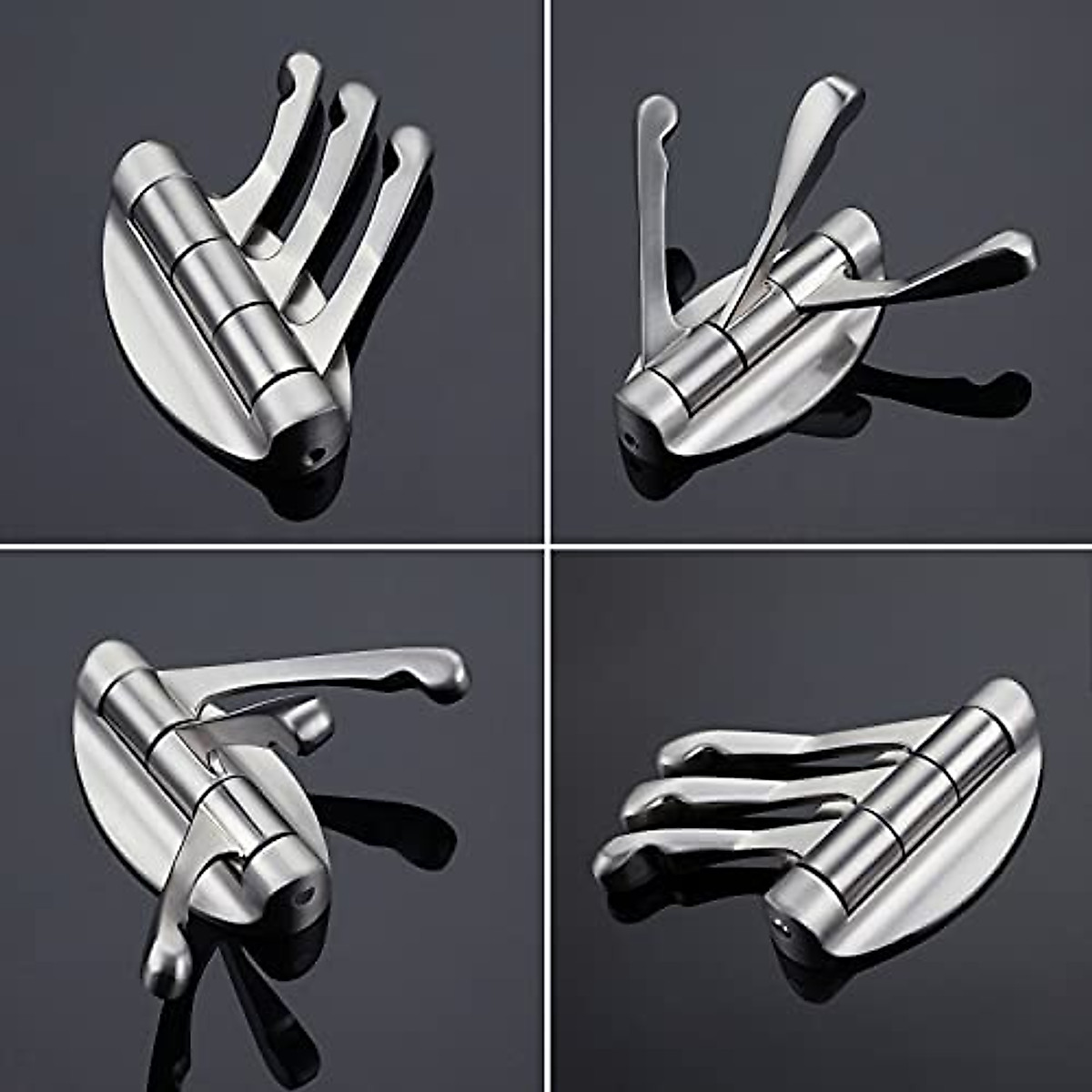 Angle Simple Folding Towel Hook Brushed Nickel, Metal 3 Arms Swivel Hook, Flexible Robe Coat Hook, Space Saving Wall Hook for Bathroom RV