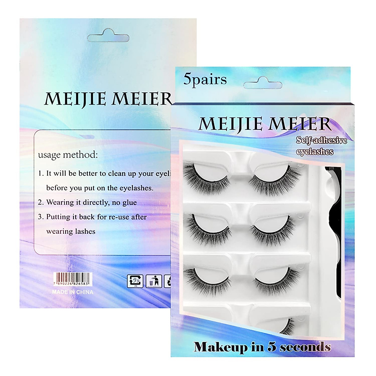 5 Pairs Self Adhesive Eyelashes, False Eyelashes No Glue No Eyeliner, False Lashes with Tweezers Natural Looking (natural lashes)