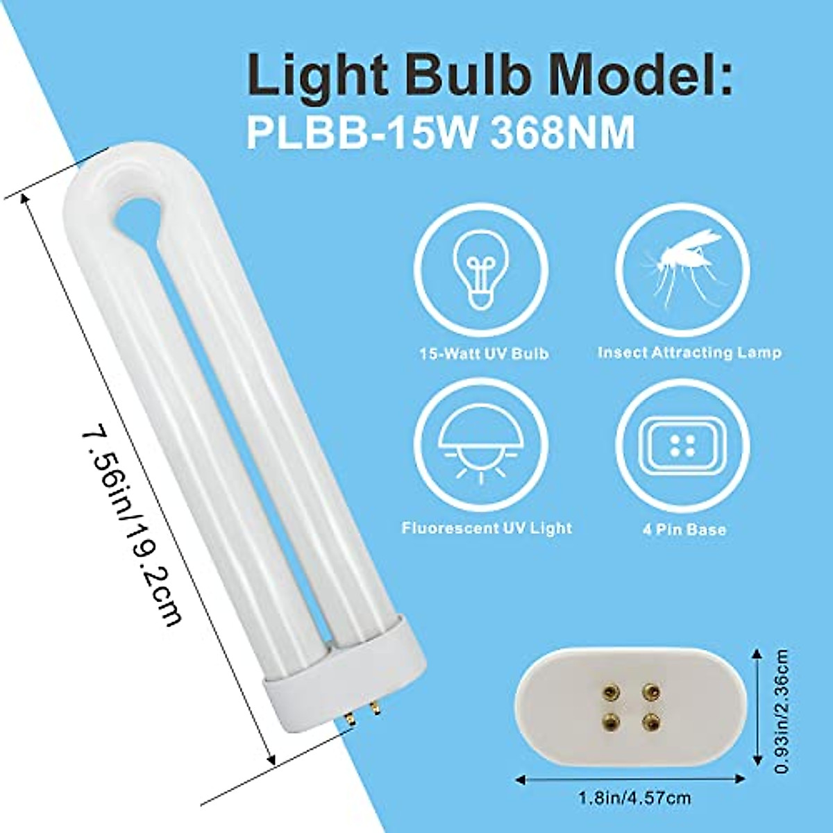 15W Bug Zapper Bulb Replacement for Stinger B4045-4 UVB45 2 Light Bulb - for Stinger Bug Zapper UV40N-CAN and UV40CSA Models