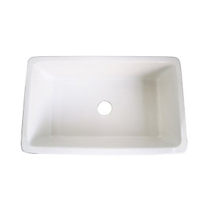 ALFI brand AB3018DECO White 30-Inch Single Bowl Thick Fireclay Farmhouse Kitchen Sink with Decorative Apron, White