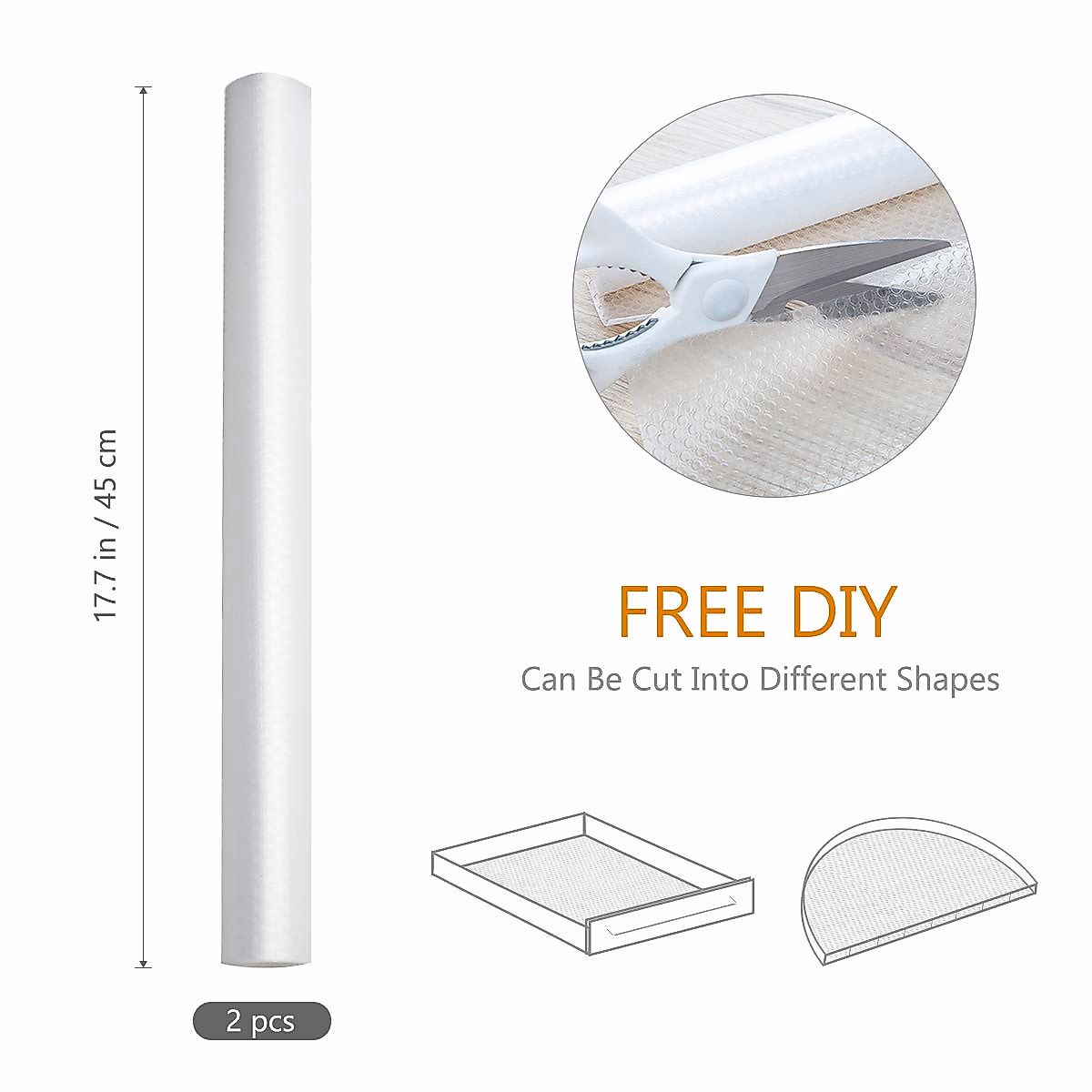 Hemoton 2 Rolls Cabinet Shelf Drawer Liner Non-Adhesive Waterproof Non-Slip EVA Mat Transparent 17.7” x 59”