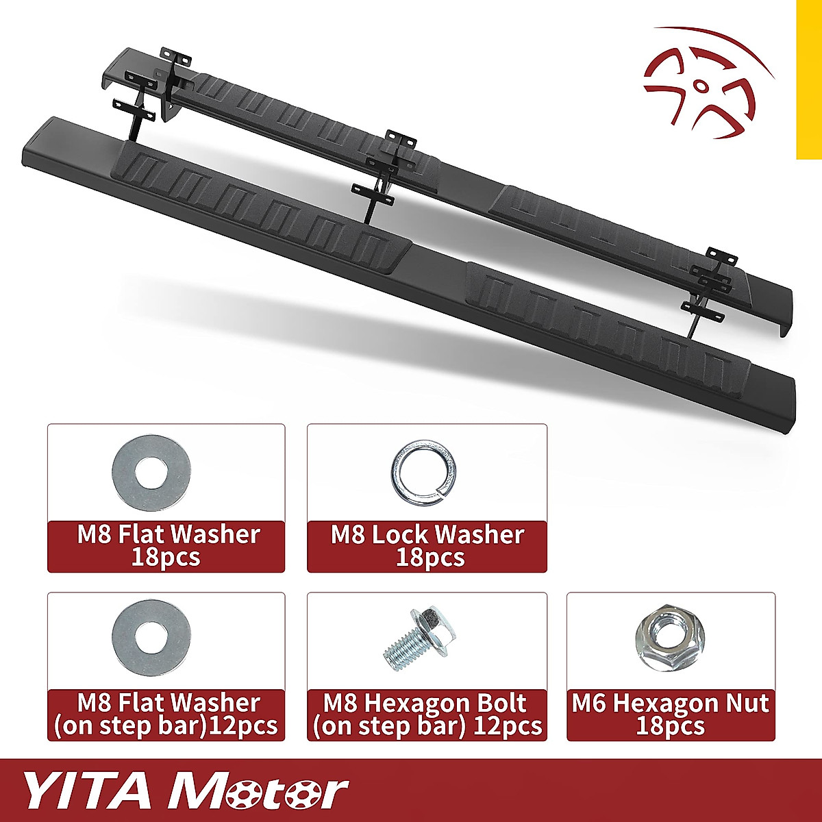 YITAMOTOR 6 Inches Running Boards Compatible with 2015-2024 Ford F-150 SuperCab, 2017-2024 Ford F250 F350 SuperCab Aluminum Black Side Steps Nerf Bars