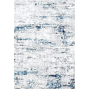 Area Rug Living Room Rugs: 3x5 Small Soft Indoor Carpet Modern Abstract Rug with Non Slip Rubber Backing for Under Dining Table Nursery Home Office Bedroom Gray Blue