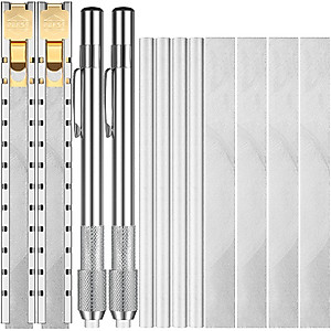 Zonon Soapstone Holder Soapstone Pencil Round Flat Aluminum Welding Tools Flat Soap Stone Markers with 12 Pieces Soapstone Refill White Clear Removable Markings on on Steel, Aluminum, and Cast