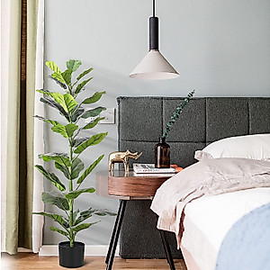 kutuuhome Artificial Fiddle Leaf Fig Tree Fake Ficus Lyrata Plant Faux Plants in Pot for Indoor Outdoor House Home Office Garden Modern Decoration Perfect Housewarming Gift … (47 inch)