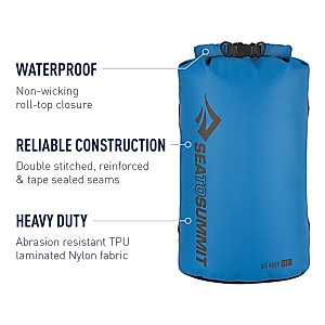 Sea to Summit Big River Dry Bag, Ultra-Durable Roll-Top Dry Storage, 20 Liter, Royal Blue