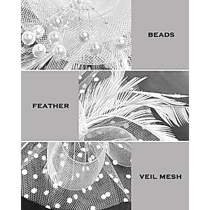 Bniksok Retro Fascinators Hat for Women Tea Party Headband Flower Weddings Bridal Shower Themed Party Favors White