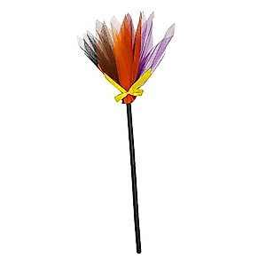 KONTONTY Mesh Plastic Wicked Witches Broom Halloween Broomstick Halloween Broomstick Ornament Halloween Broomstick Decorations