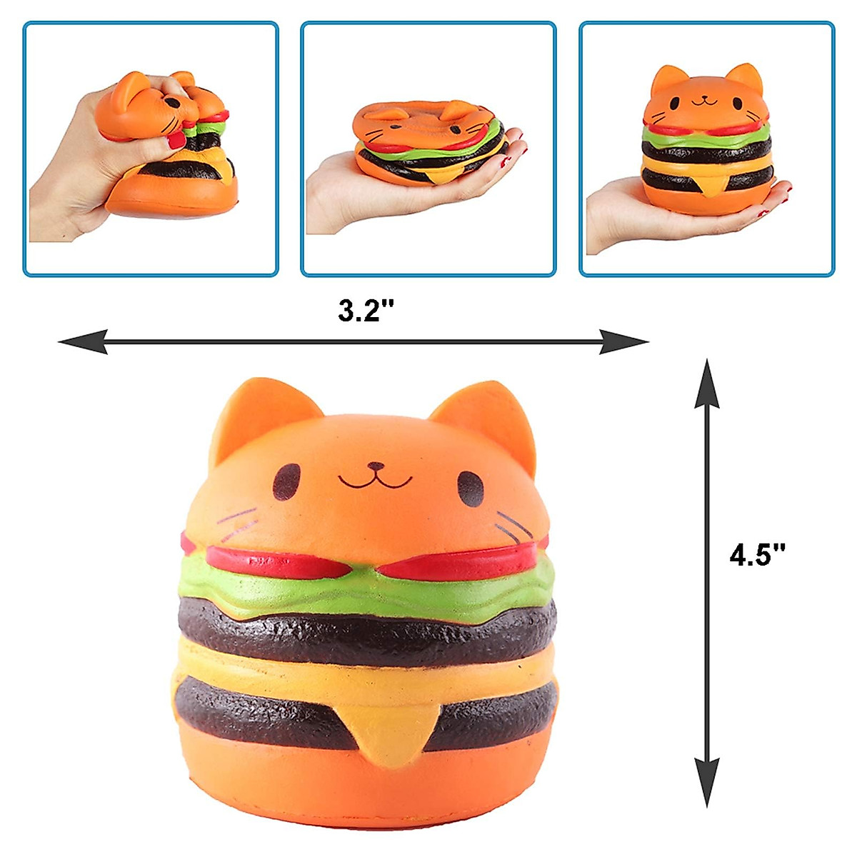 Anboor 4.5" Squishies Jumbo Slow Rising Kawaii Squishie Cat Hamburger Bread Toy